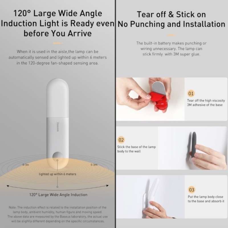 Jual Baseus Aisle Night Light Human Body Sensor Lampu Darurat Malam ...