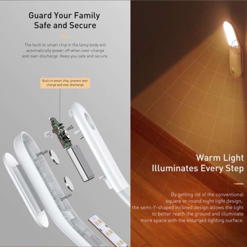 Jual Baseus Aisle Night Light Human Body Sensor Lampu Darurat Malam ...