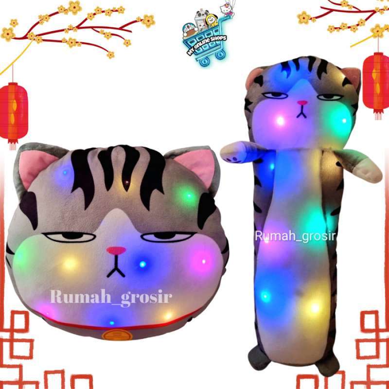 Promo Bantal Boneka Furyu Cat Kucing Hoki Cute Imut Led Lampu Diskon 23 ...