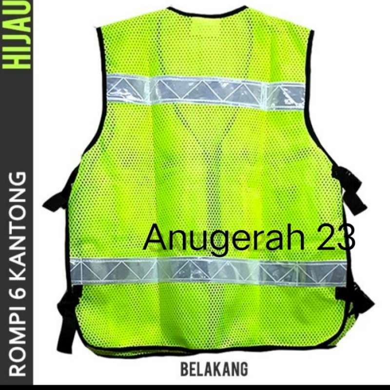 Promo Rompi Safety Jaring Proyek 6 Kantong Hijau Diskon 50% Di Seller ...