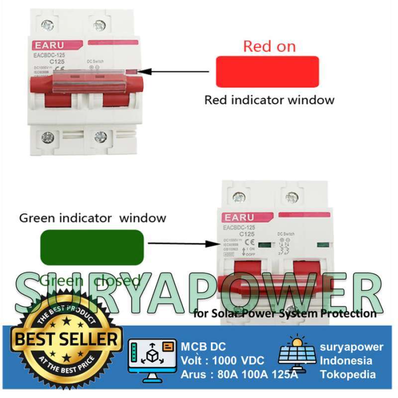 Jual Mcb Dc 1000v 2p - 80a 100a 125a - Earu - Suryapower - 100a Di ...