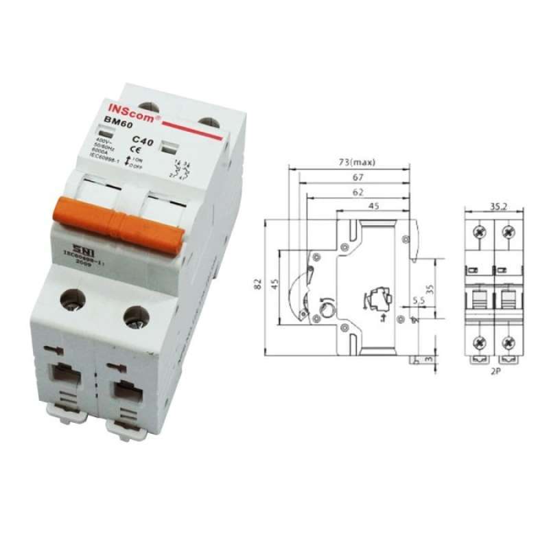 Jual Mcb Listrik Inscom 2p 6a 10a 16a / Mini Circuit Breaker 2 Phase 2 Pole - 10a Di Seller Shin ...
