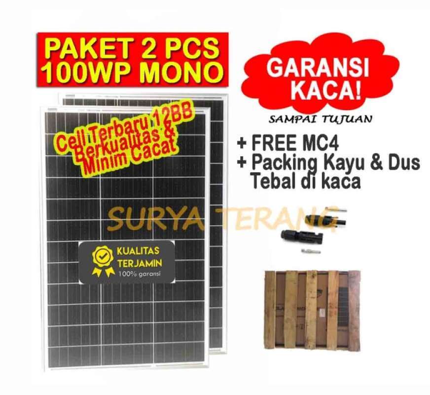 Jual Solar Panel Surya 100wp Mono Solar Cell 100wp Mono + Packing Kayu ...