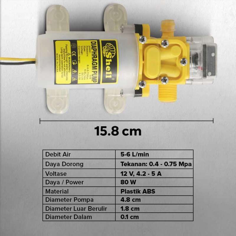 Jual Shell Pompa Air High Pressure Car Washing Water Diaphragm Pump 80w ...