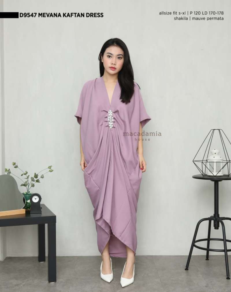 Jual D9547 Mevana Kaftan Dress - Macadamia House - White Permata Di ...