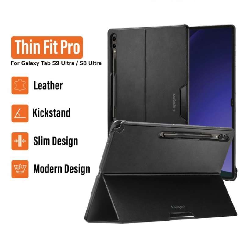 Promo Case Samsung Galaxy Tab S9 Ultra Plus Spigen Thin Fit Pro Stand Cover - Black Pro S9 Ultra ...