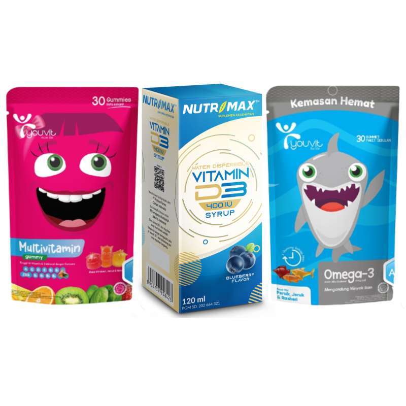 Jual Paket Youvit Multivitamin Anak 30 Gummies Dan Omega 3 Anak 30 Gummies Nutrimax Vitamin D3 ...