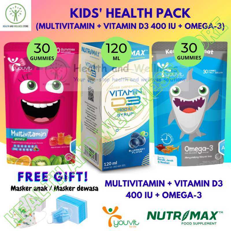 Jual Paket Youvit Multivitamin Anak 30 Gummies Dan Omega 3 Anak 30 Gummies Nutrimax Vitamin D3 ...