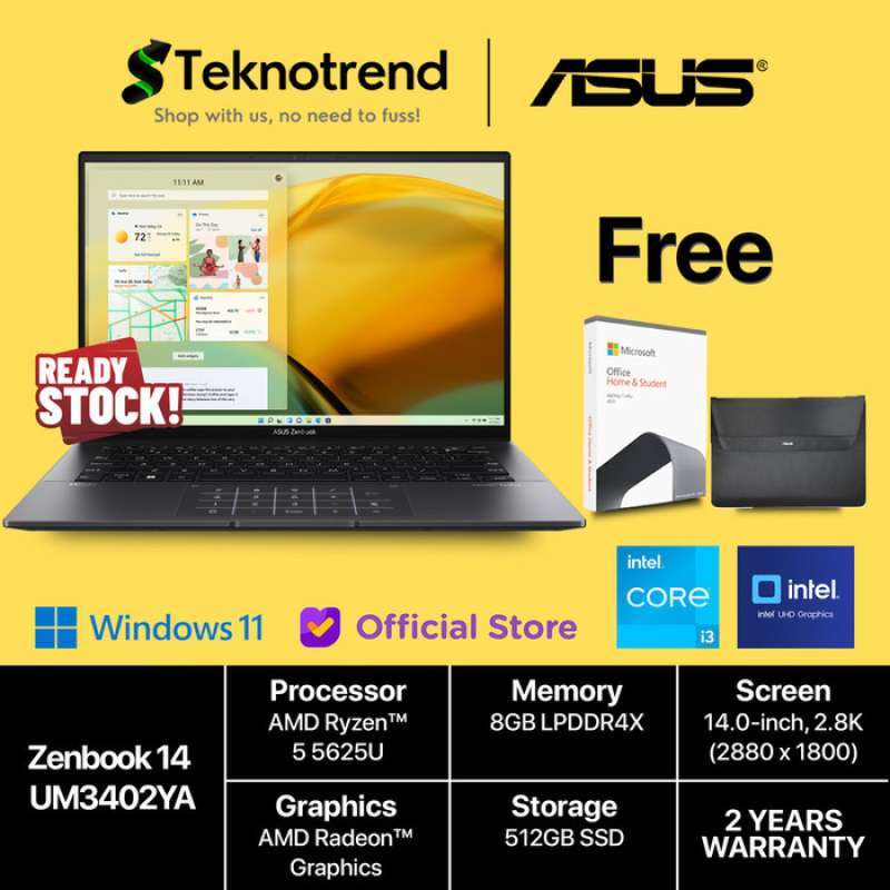 Promo Asus Zenbook Um3402ya Ryzen 5 5625u 8gb 512gb Ssd Touch Oled ...
