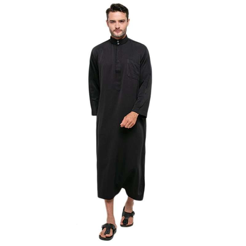 Jual Shohib Gamis Pria Lengan Panjang Oblong - L Abu Tua Di Seller ...