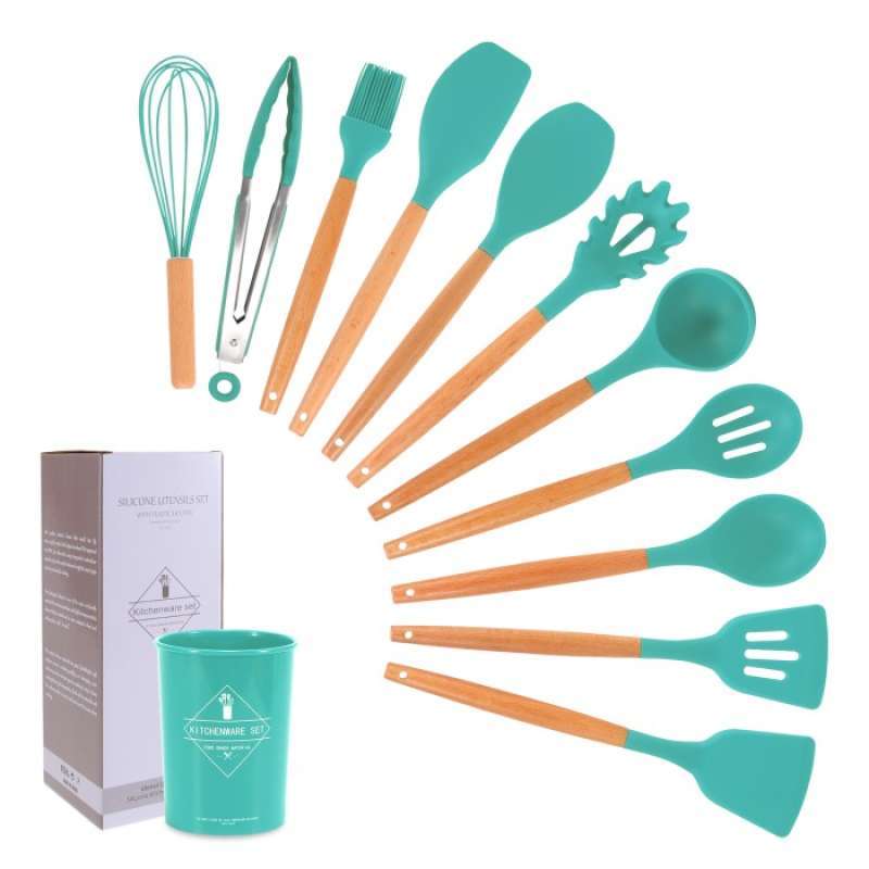 Jual Spatula Silikon Tahan Panas Utensil Set 12 In 1 Alat Masak Set ...