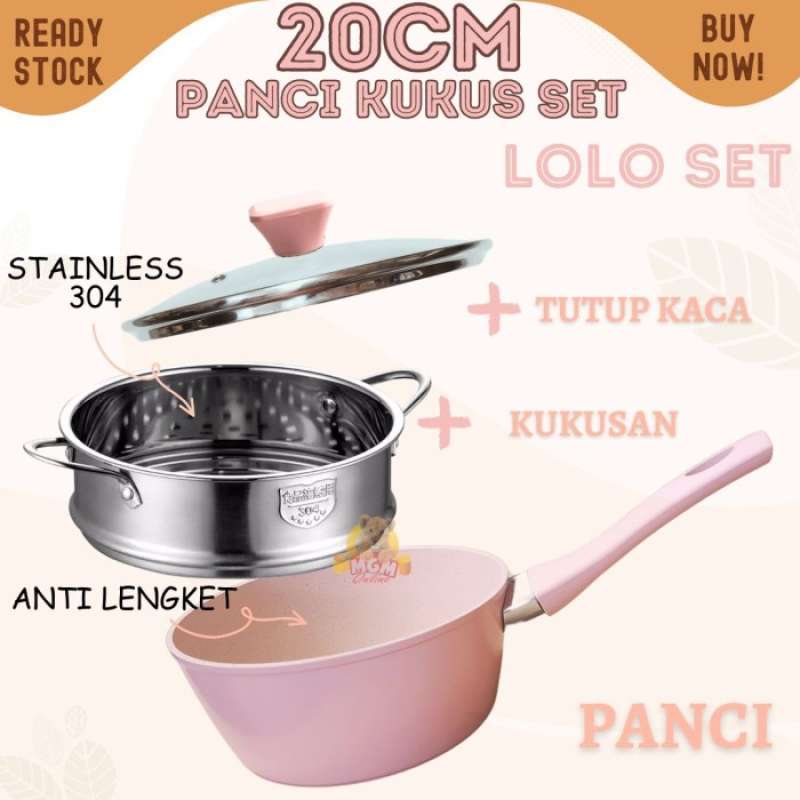 Jual Lolo Set 20cm Panci Susu Marble Kukusan Tutup Induction Ready ...