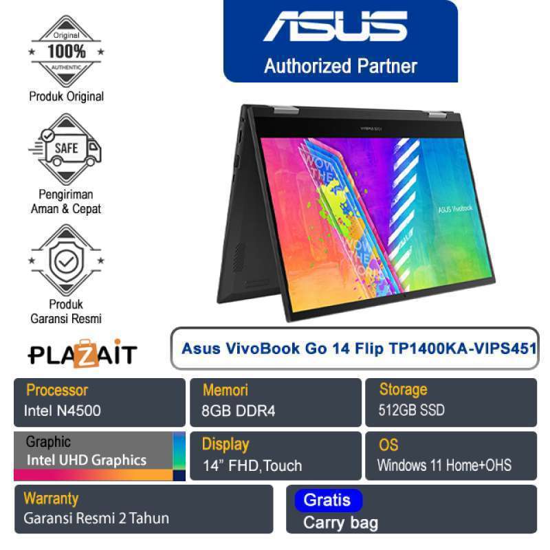 Jual Asus Vivobook Go 14 Flip Tp1400ka-vips451 /intel N4500/8gb /512gb ...