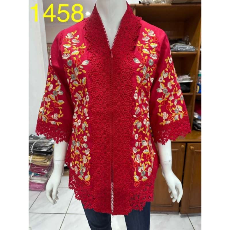 Jual 1458 Kebaya Alexuez Bordir Benang Mas Timbul Kombinaasi Brukat ...