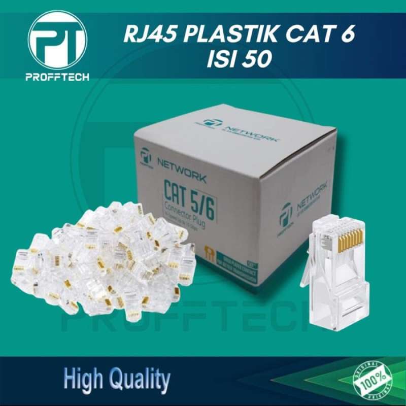 Promo Profftech Connector Plug Rj45 Plastik Cat 6 Isi 50 Pcs Diskon 55% ...