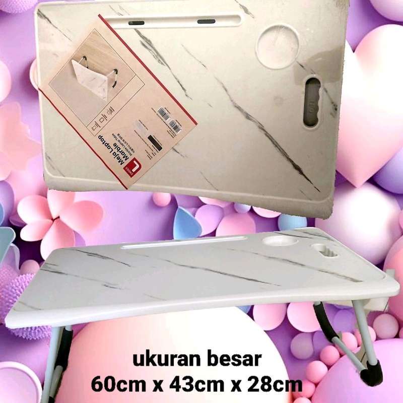Jual Marble Putih Meja Laptop Table Besar L Choice Meja Lipat Belajar ...