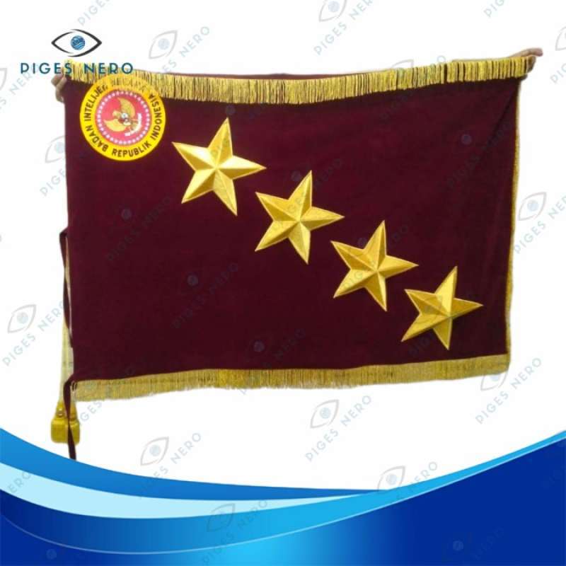 Promo Bendera Ruangan Pataka Bintang 4 Logo Bin Bordir - Marun Diskon ...