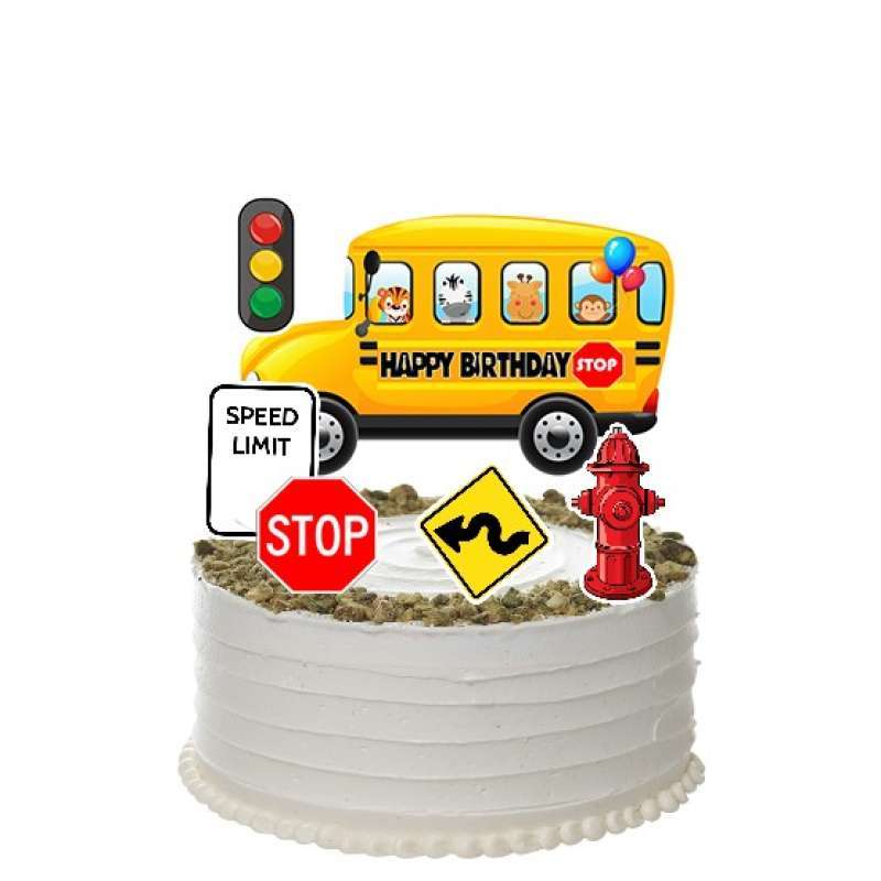 Promo Topper Cake Birthday / Hiasan Kue Ulang Tahun - Wheels On The Bus ...