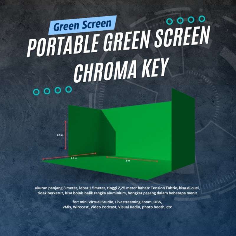 Promo Portable Green Screen For Virtual Studio Vmix - Mini Studio (3 M ...
