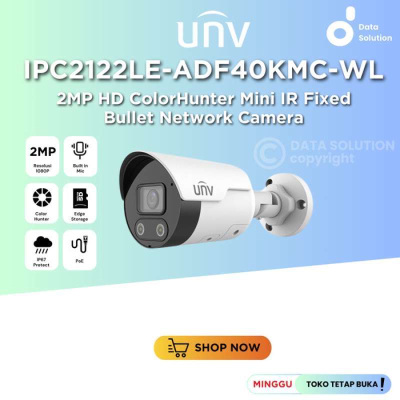 Promo Uniview Ipc2122le-adf40kmc-wl 2mp Hd Colorhunter Mini Ir Fixed Bullet Network Camera ...
