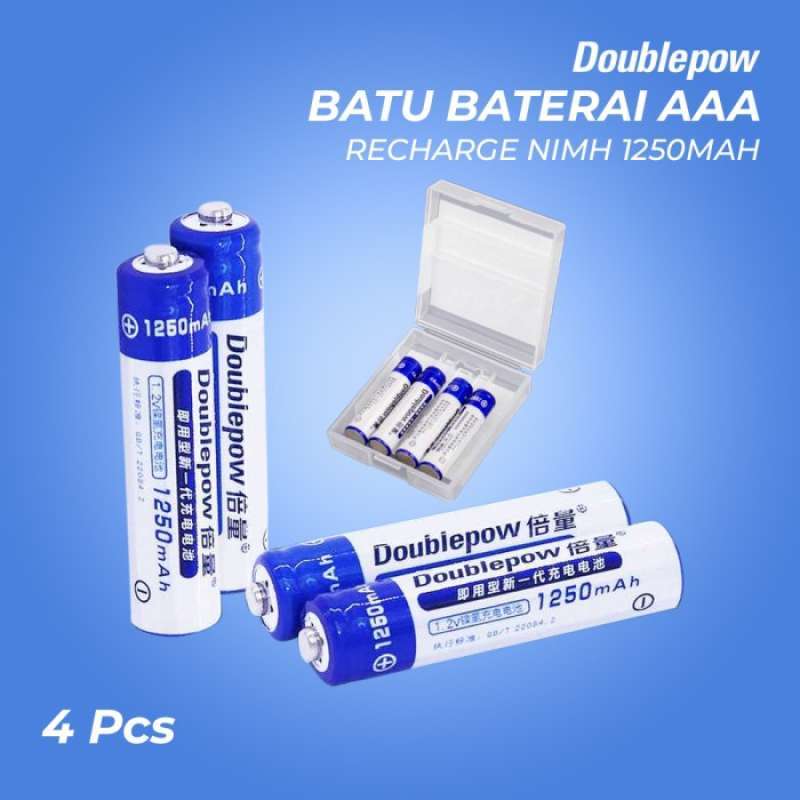Jual Doublepow Aaa Battery Rechargeable 1250 Mah Isi 4 - Free Battery ...