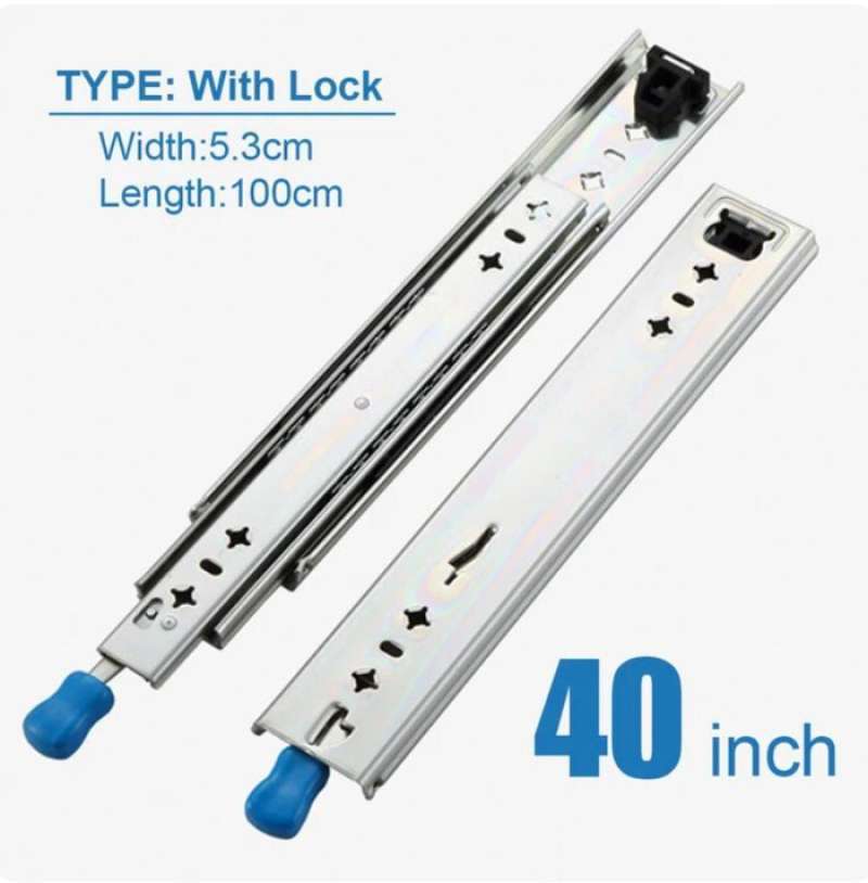 Jual Heavy Duty Drawer Slide With Lock Rel Laci Kunci 40 60 90 100cm ...