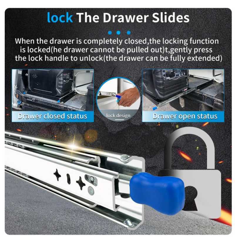 Jual Heavy Duty Drawer Slide With Lock Rel Laci Kunci 40 60 90 100cm ...