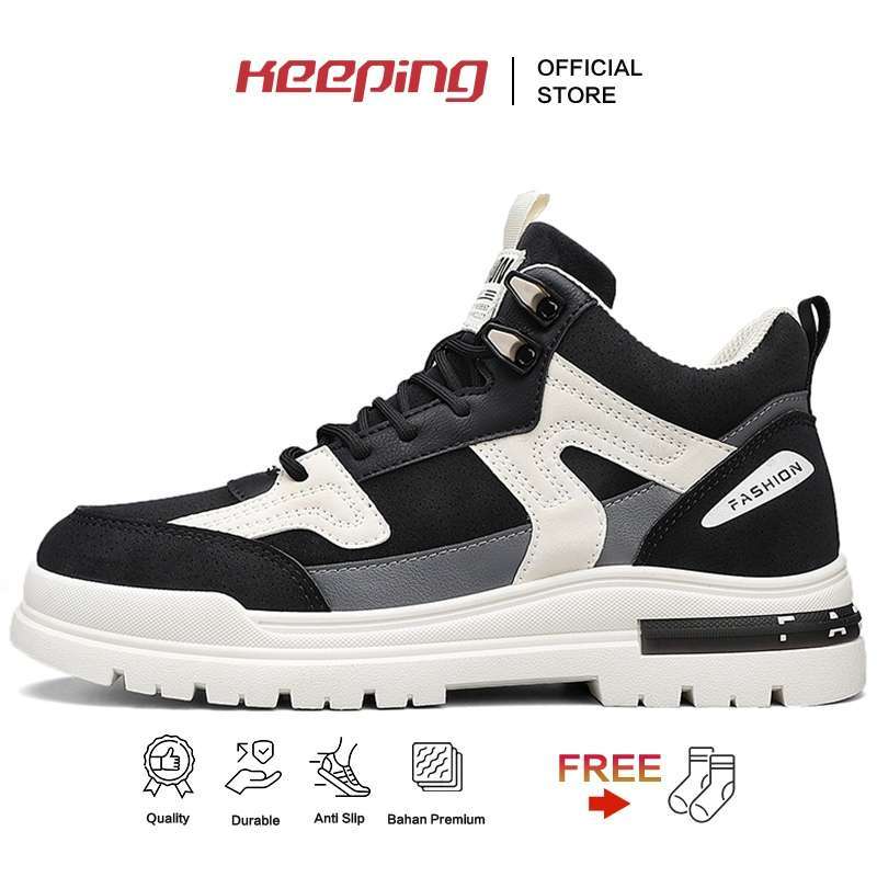 Promo Sepatu Sneakers Pria Hitam Sepatu Boots Gunung Hiking Outdoor ...