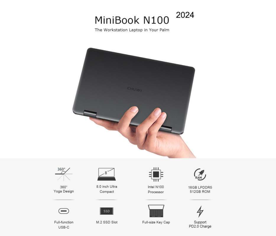 Jual Chuwi Minibook 2024 Intel N100 16gb Lpddr5 512gb Ssd Nvme Ultramini Laptop Wifi6 ...