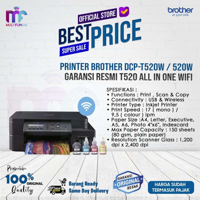 Promo Printer Brother Dcp-t520w / 520w Garansi Resmi T520 All In One ...