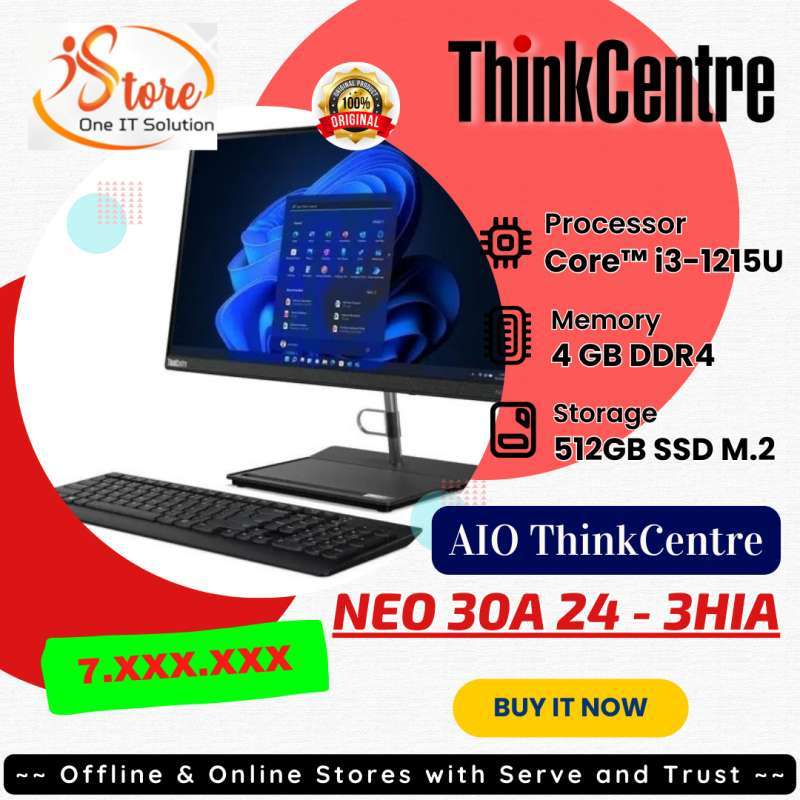 Jual Lenovo Thinkcentre Neo 30a Aio 3hia_core I3-1215/4gb/ssd 512 Gb/23 ...