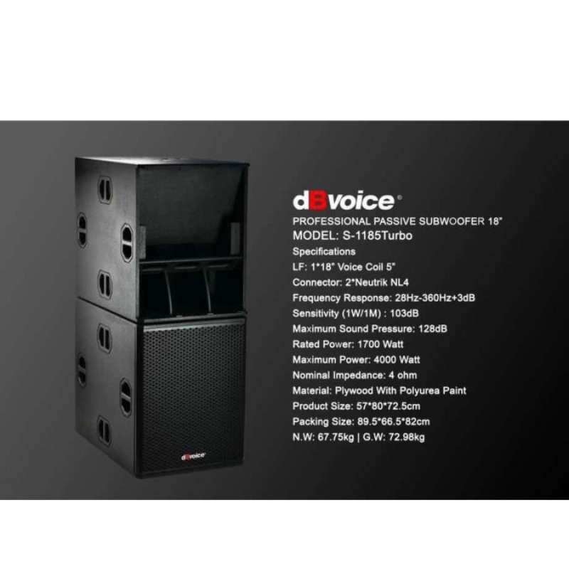 Promo Subwoofer Pasif Db Voice S 1185turbo Original 18 Inch Passive ...