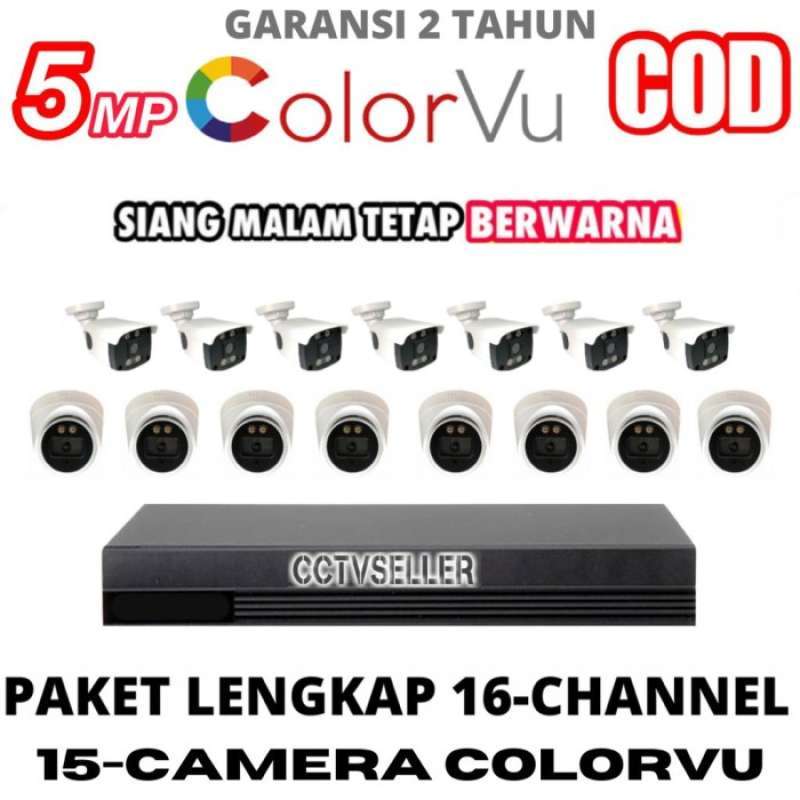 Promo Paket Cctv Colorvu Siang Malam Berwarna 16 Channel 15 Camera 5mp ...