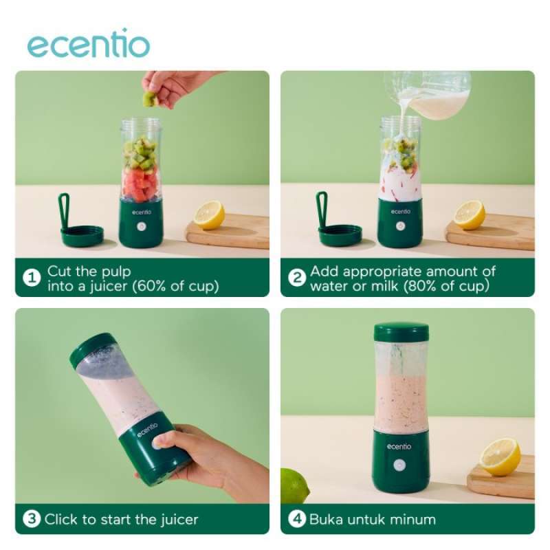 Jual Ecentio Juicer Wireless 6 Mata Pisau 380ml Blender Portable Di ...
