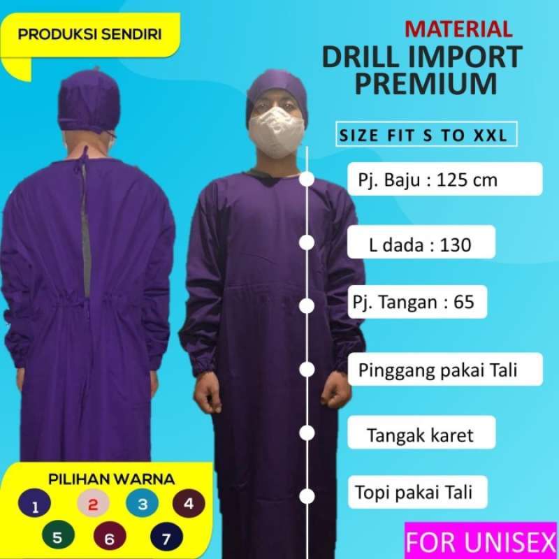 Promo Jubah Operasi Gaun Bedah Surgical Gown Plus Tutup Kepala Diskon ...