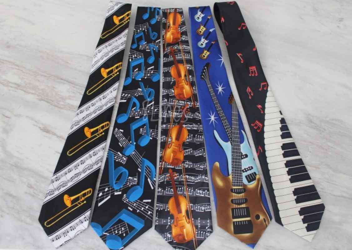 Jual Dasi Panjang Musik Hitam Putih Biru Gereja Piano Gitar Biola ...