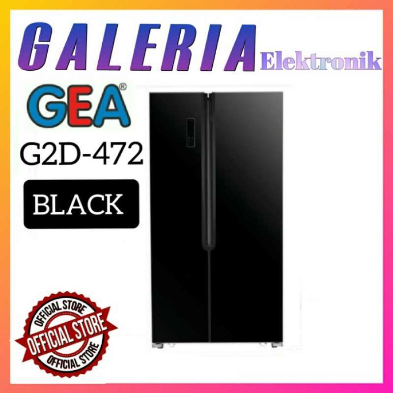 Promo Kulkas Side By Side Gea G2d 472 G2d472 Black Hitam Glass Low Watt ...