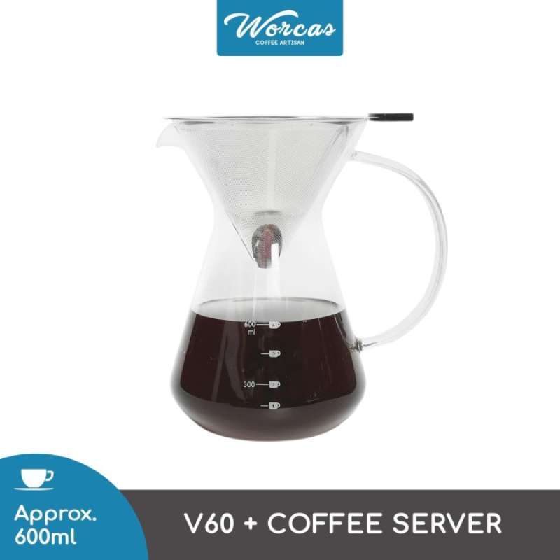 Promo Worcas Coffee Server With Mesh Metal Filter Dripper 600ml Diskon ...