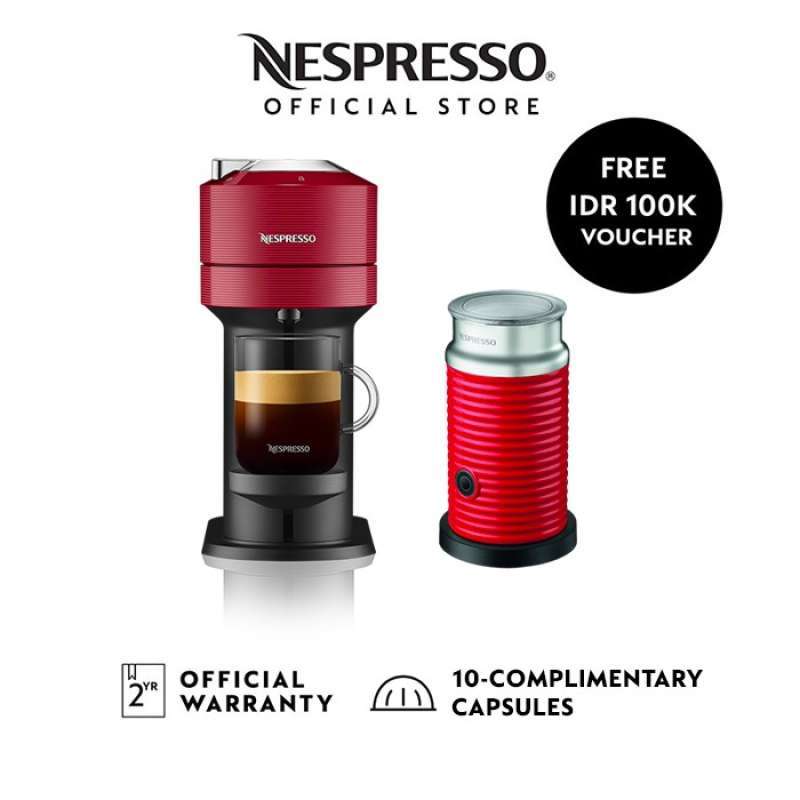 Promo Nespresso Vertuo Next Coffee Machine Red, With Aeroccino3 Red ...