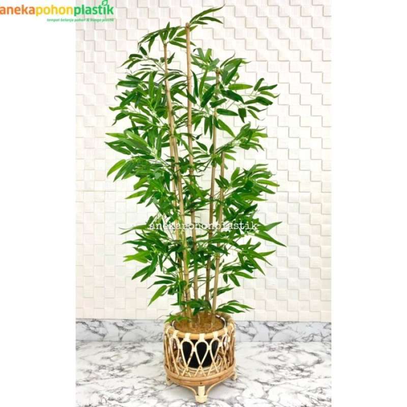 Promo Pohon Daun Bambu Hijau Kuning Latex Pot Plastik Standing Cover ...