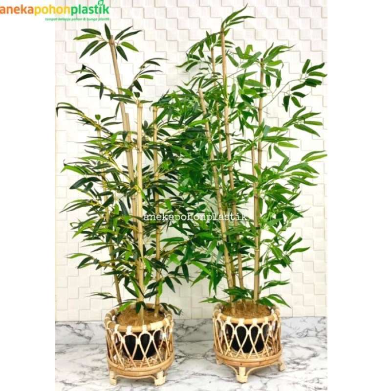 Promo Pohon Daun Bambu Hijau Kuning Latex Pot Plastik Standing Cover ...