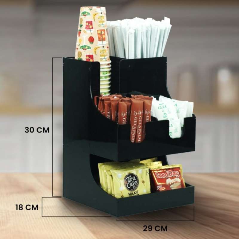 Promo Akrilik Dispenser Multifungsi | Display Cup Kopi Sedotan Gula ...