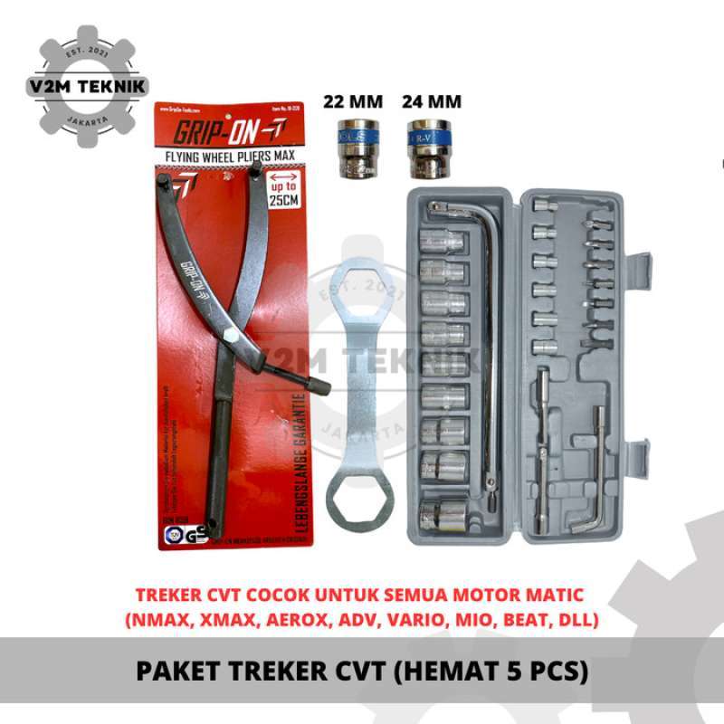 Promo Paket Treker Cvt Grip On + Kunci 39x41 Mm + Kunci Sok Set 27 Pcs Diskon 23% Di Seller ...