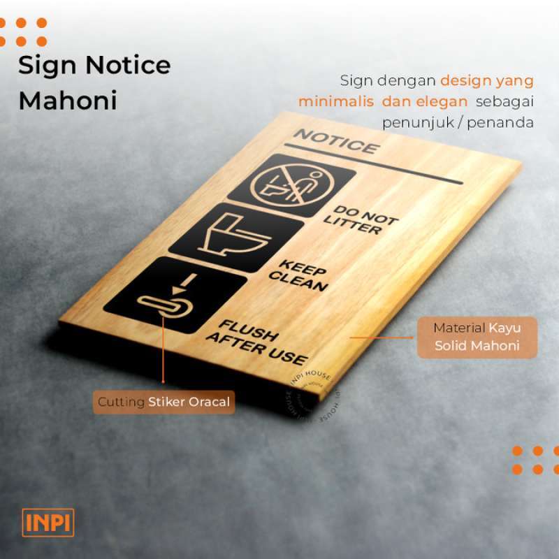 Jual Inpi - Sign Kayu Mahoni Sticker Portrait Notice Toilet Di Seller ...