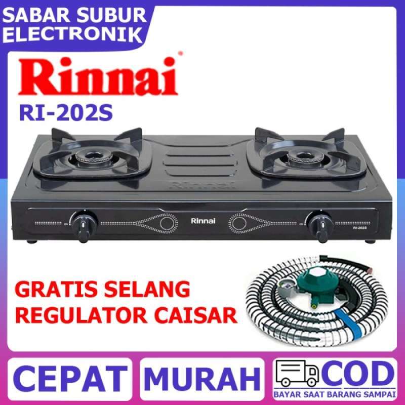 Promo Rinnai Ri-202s Kompor Gas 2 Tungku Bahan Teflon Free Selang ...