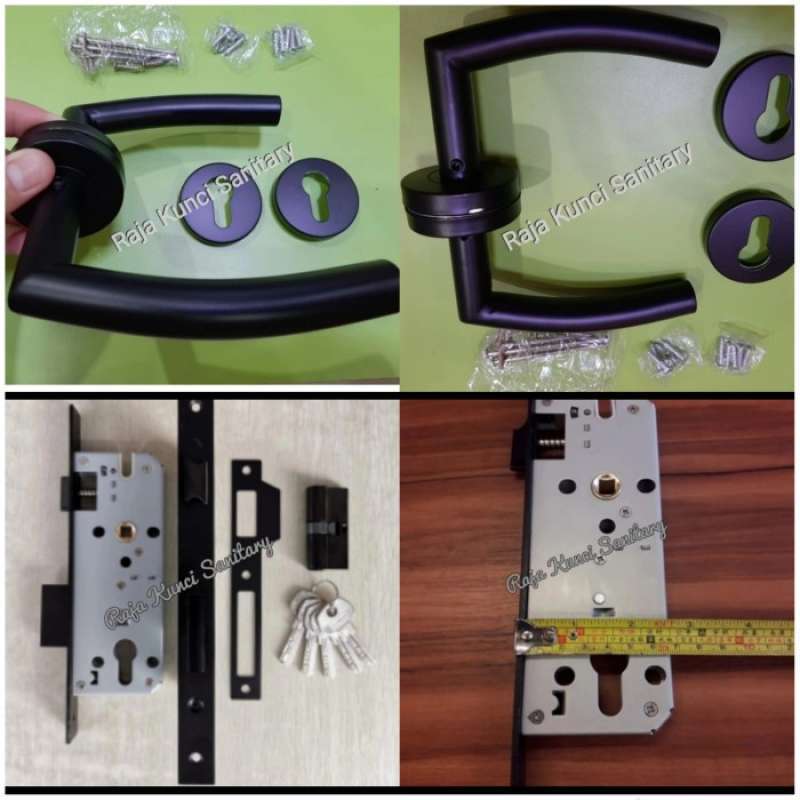 Promo Paket Handle Roses Lengkung + Kunci Hitam/black Stainless Sus 304 ...
