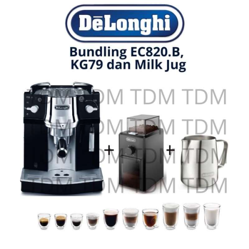 Promo Paket Mesin Kopi Delonghi Ec 820 + Grinder Kg 79 + Milk Jug 400ml ...