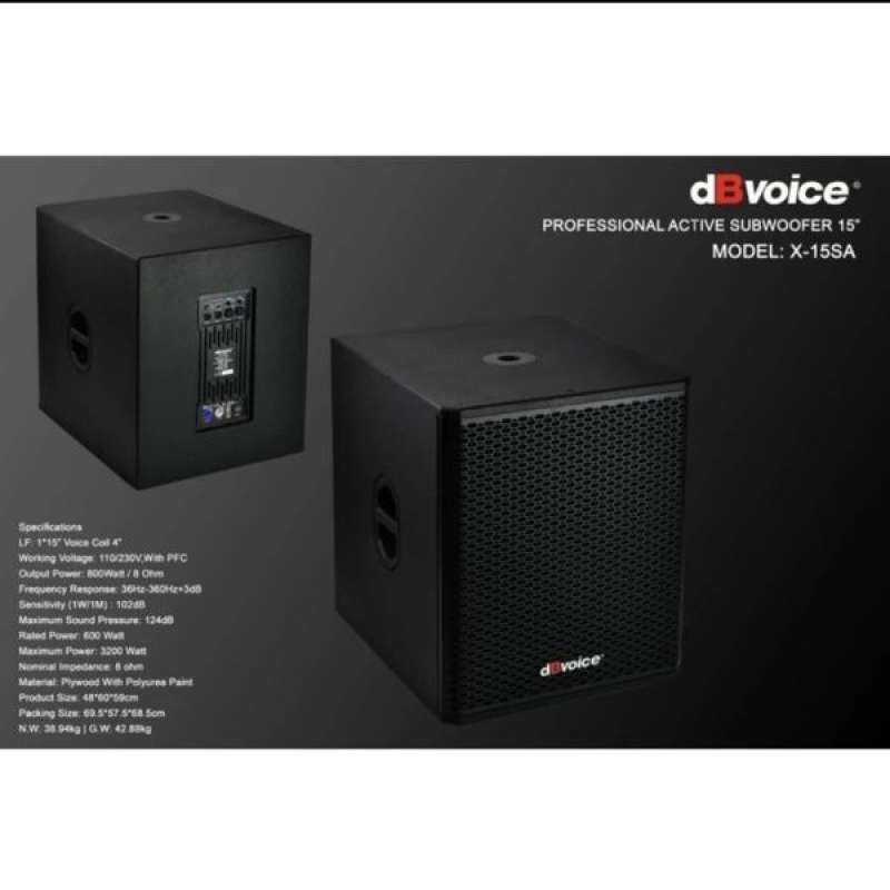 Jual Speaker Subwoofer Aktif 15 Inch Db Voice X15sa | X 15sa | X 15 Sa ...