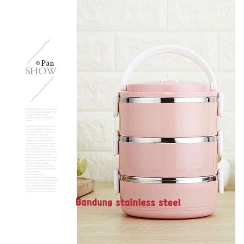Jual Rantang Lunch Box 3 Susun Polos Lucu Elegan Tempat Bekel Makanan ...
