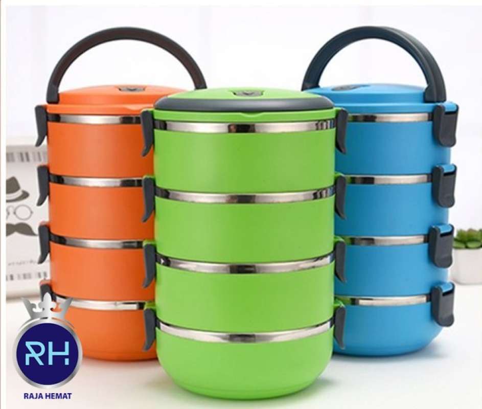 Jual Lunch Box 4 Layer/ Lunch Box 4 Susun/ Rantang 4 Susun Stainless ...